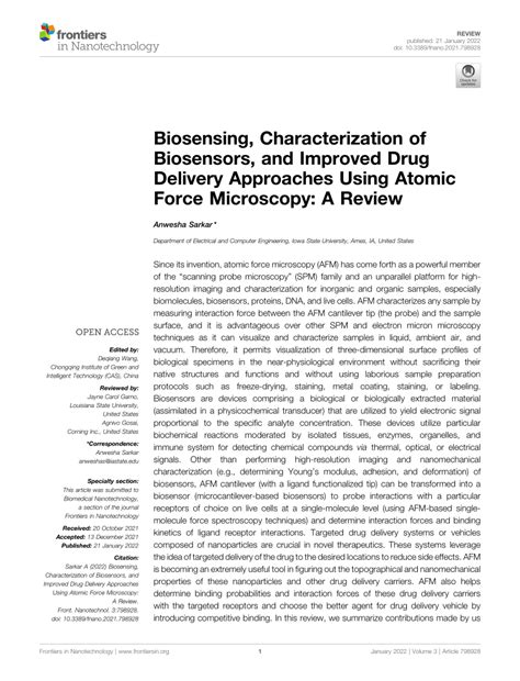 Pdf Biosensing Characterization Of Biosensors And Improved Drug Delivery Approaches Using