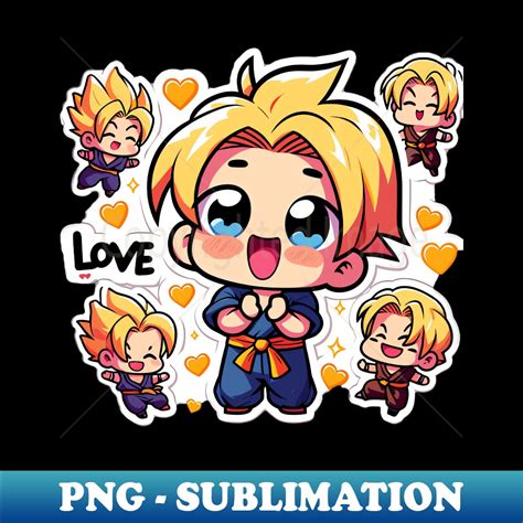 Love Struck Saiyans Chibi Super Saiyan Trunks Romance PNG Inspire Uplift
