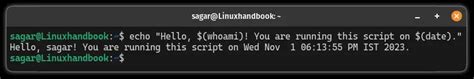 command substitution use output as variable in bash