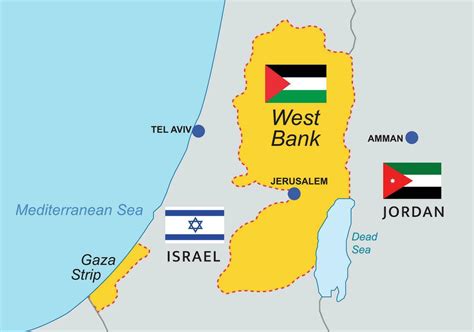 West Bank And Gaza Strip Territory Map Palestinian Exclave On The