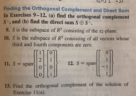 Solved LUL Finding The Orthogonal Complement And Direct Chegg