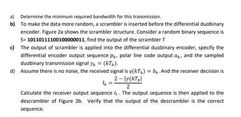 A Determine The Minimum Required Bandwidth For This Chegg Com