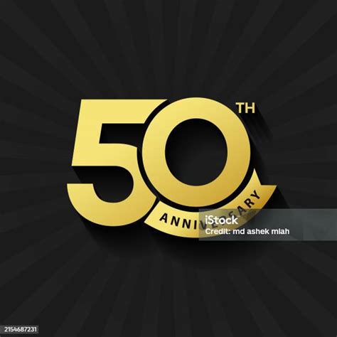 50 주년 기념 벡터 로고입니다 50 년 기념일 골드 컬러 검은 배경에 현대적인 로고 50 생일 기념일 엠블럼 배너 인사말 카드