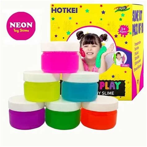 Hotkei Pack Of 6 Neon Slimemulticolor Scented Diy Slimy Slime Gel Set
