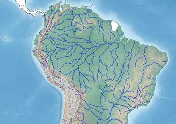 Physical Map Of Continent South America With The Most Important Rivers