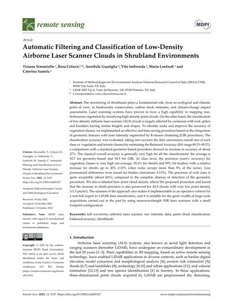 Pdf Automatic Filtering And Classification Of Low Density Airborne Laser Scanner Clouds In