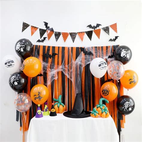 할로윈 스트리머 데코세트 오렌지 할로윈파티 핼로윈데이 풍선 풀세트 학원잔치 어린이 초등학생 할로윈 풍선 할로윈 파티 파티용품