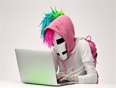 Premium Photo Anonymous Hacker With Crazy And Weird Fashion Concept Of Hacking Cybersecurity