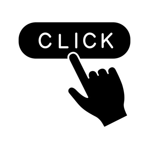 Click Button Glyph Icon Webpage Navigation Hand Pressing Button