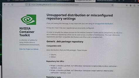 Unsupported Distribution Or Misconfigured Repository Settings Container CUDA NVIDIA