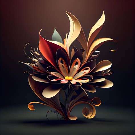 Abstract Fractal Flower On A Dark Background Digital Artwork For