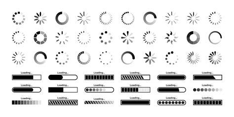 loading icon circle load symbol progress bar set buffer loader preloader signs horizontal