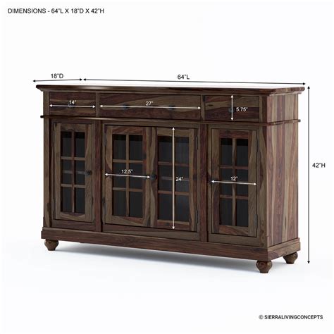 Artois Solid Wood Glass Door Large Sideboard
