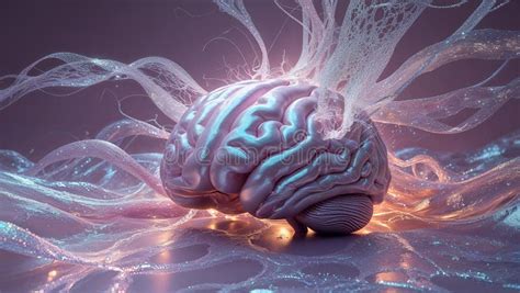 Human Brain Surrounded By Glowing Fibers Expanding And Connecting Showing Intelligence And