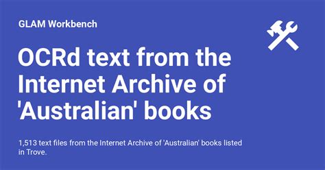 Ocrd Text From The Internet Archive Of Australian Books Listed In
