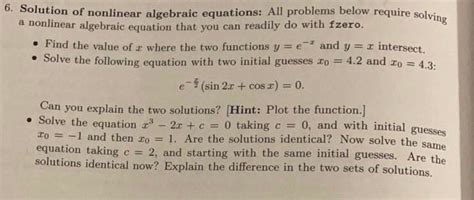 Solved 6 Solution Of Nonlinear Algebraic Equations All