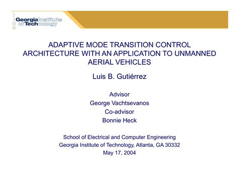 Adaptive Mode Transition Control Architecture With An Application To