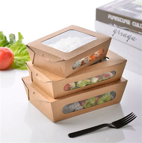 Supply Kraft Paper Food Packaging Take Out Box With Window Wholesale