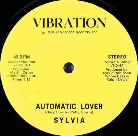 Sylvia Automatic Lover Vinyl 12 45 Rpm Stereo 1978 R1308390