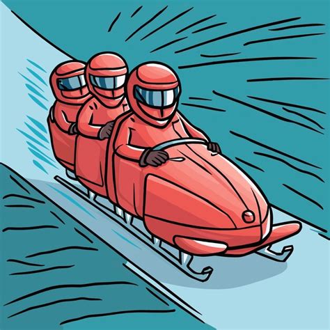 Un Dibujo De Dibujos Animados De Dos Personas En Una Moto De Nieve Vector Premium Generado Con IA