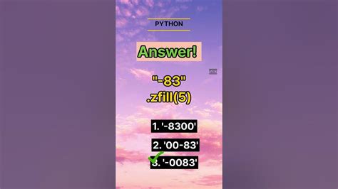 Python Zfill Method Hard Quizpythonpythonprogramming