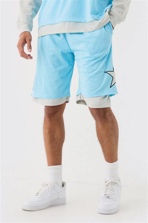 Loose Fit Layered Basketball Mesh Short Boohoo Uk