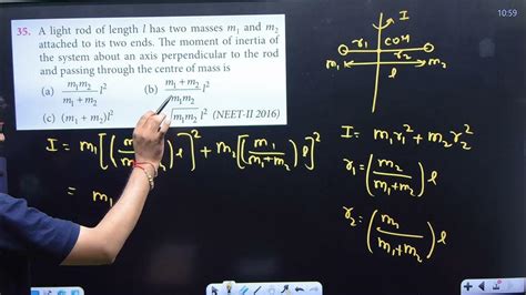 A Light Rod Of Length L Has Two Masses M1 And M2 Attached To Its Two