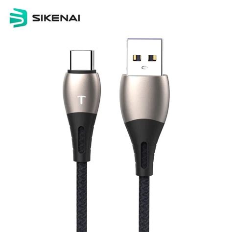 Sikenai Cx 7t Zinc Alloy 5a High Current Fast Charge Led Phone Cable Smart Chip Flash Charging