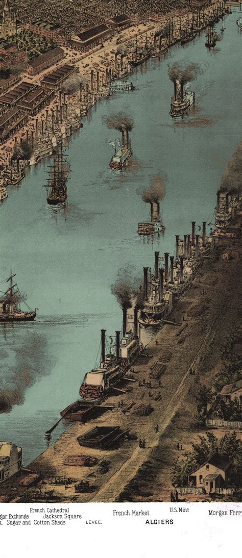 New Orleans La In 1885 And The Mississippi River With Lake