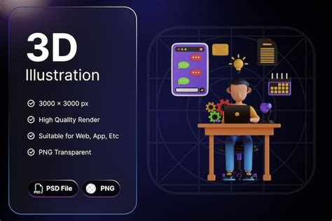Premium Psd 3d Render Graphic Remote Work Concept Modern Icon
