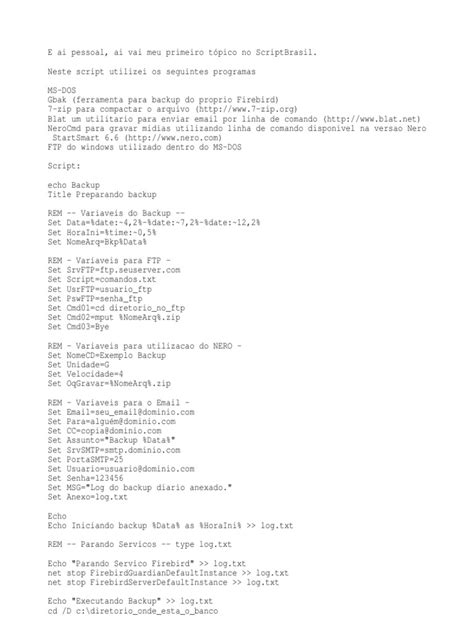 Script Backup Firebird Pdf Arquitetura De Computadores Informática