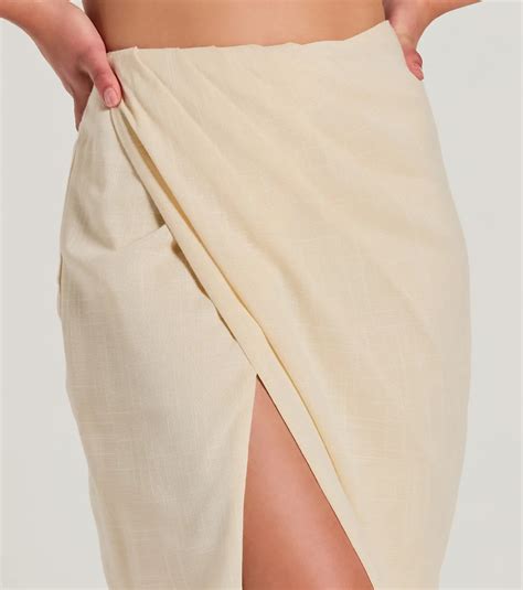 Summer Chic High Rise Wrap Slit Midi Skirt And Windsor