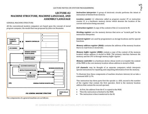 02machine Structure Machine Language Assembly Language Lecture Notes On System Programming