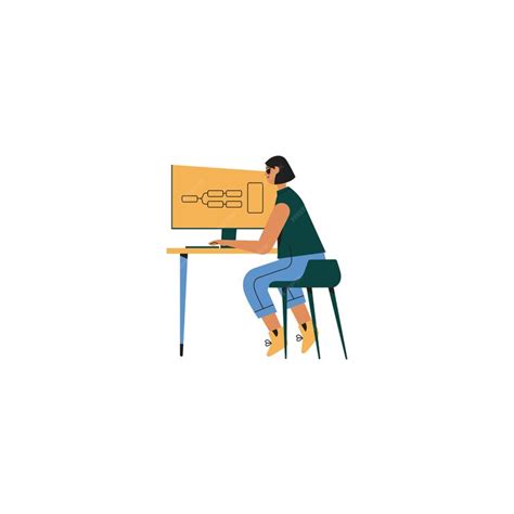 Premium Vector Blocky Woman In Tech Working On Ux