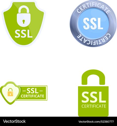 Secure Connection Icons Set Cartoon Royalty Free Vector