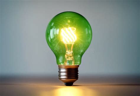 Energy Green Stem Concept Bulb Illuminated Light Led Stock Illustration