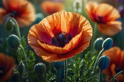 Premium Photo Poppy Prism Radiant Floral Spectrum