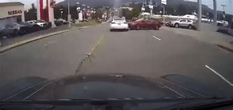 tesla model 3 driver street races on serramonte auto row crashes less than a quarter mile from