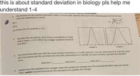 Solved This Is About Standard Deviation In Biology Pls Help