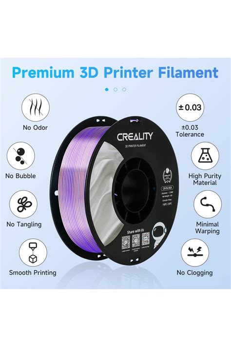 CREALITY 3D Creality CR SILK PLA Filament Pembe Mor Çift Renk 1 75mm
