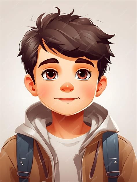 Premium Photo A Cheerful 2d Vector Cartoon Boy Face With A Crisp