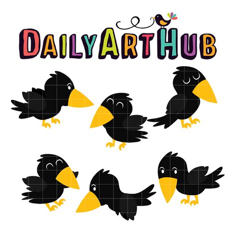 Cute Crows Clip Art Set Daily Art Hub Graphics Alphabets And Svg