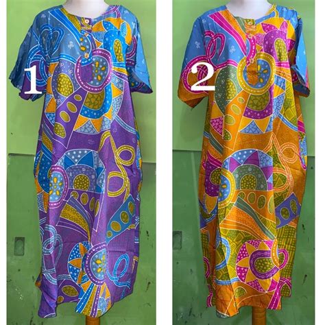 Daster Batik Pendek Kencana Ungu 04 Label Biru Ld 120cm Shopee