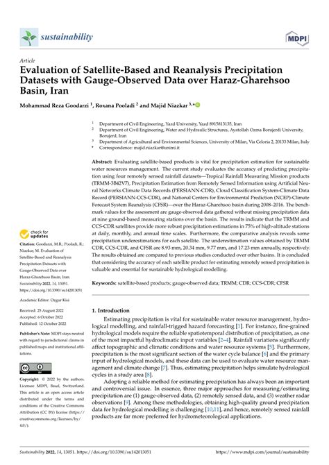 Pdf Evaluation Of Satellite Based And Reanalysis Precipitation Datasets With Gauge Observed