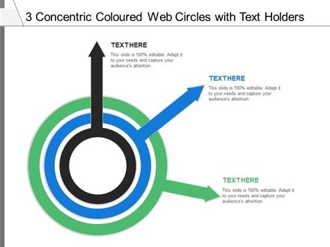 3 Concentric Coloured Web Circles With Text Holders PowerPoint Slide
