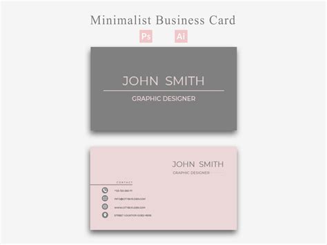 Minimalist Business Card In Pink And Gray