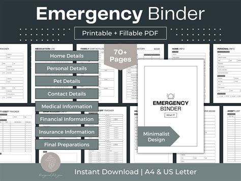 Emergency Binder Printable Fillable Pdf Household Organization Binder