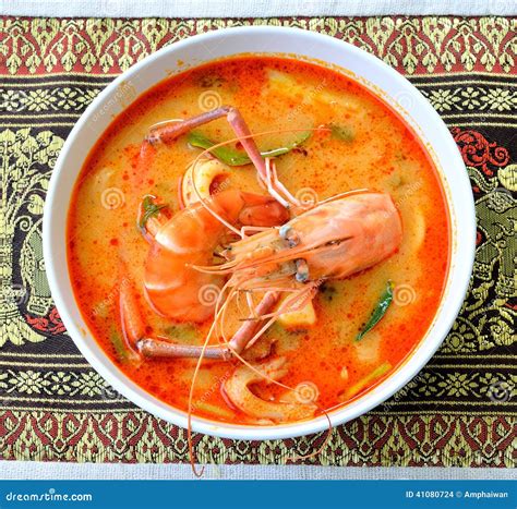 Tom Yum Goong Thai Hot And Spicy Soup With Shrimp Royalty Free Stock