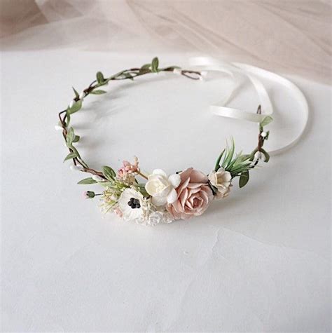 Flower Girl Crown Pale Pink And Blush Floral Crown Anemone Flower