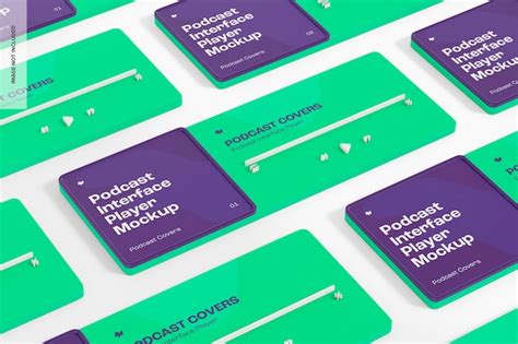 Premium Psd Podcast Interface Players Mockup Mosaic